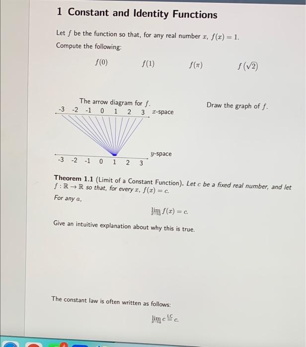 Solved + 1 Constant and Identity Functions Come the Dheraph | Chegg.com