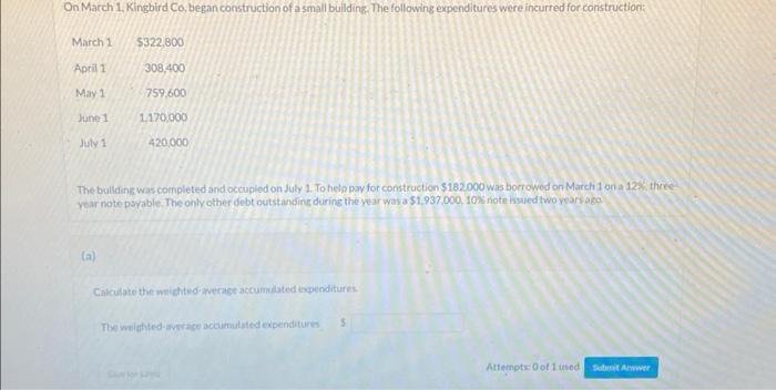 Solved The buildins was completed and occupied on July 1. To | Chegg.com