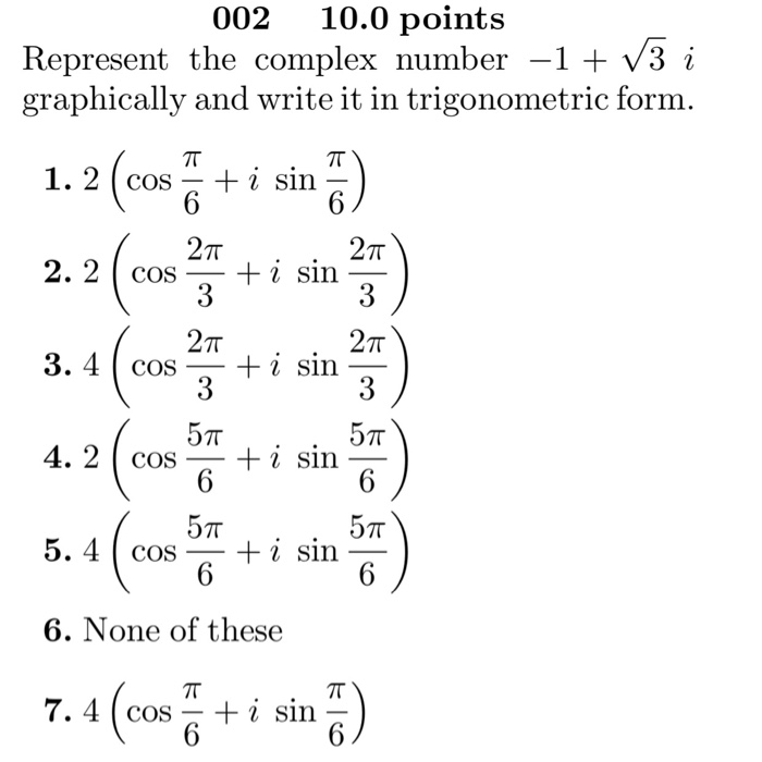 Solved 001 10.0 points Use complex exponentials to express | Chegg.com
