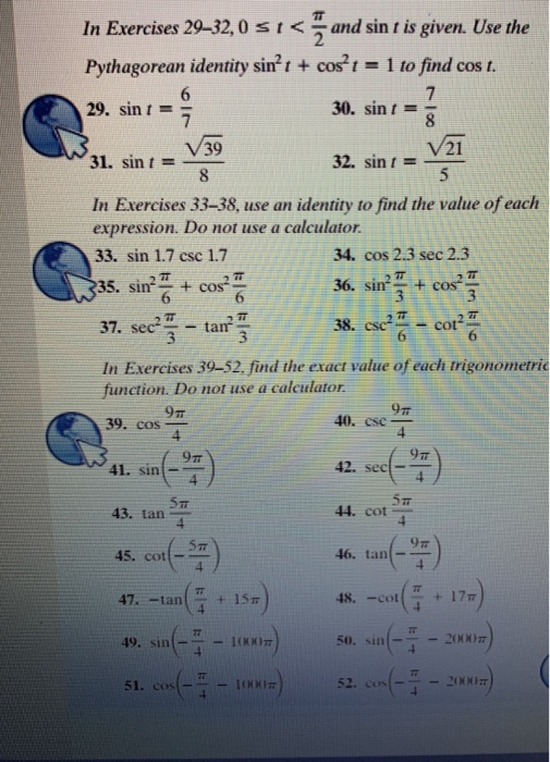 Solved In Exercises 29–32,0 sint is given. Use the | Chegg.com