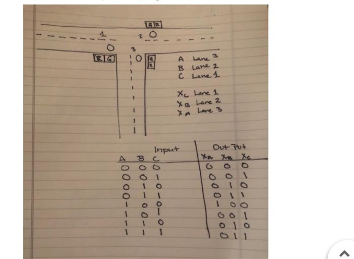 Solved We have a 3 way interception with truth table and k | Chegg.com