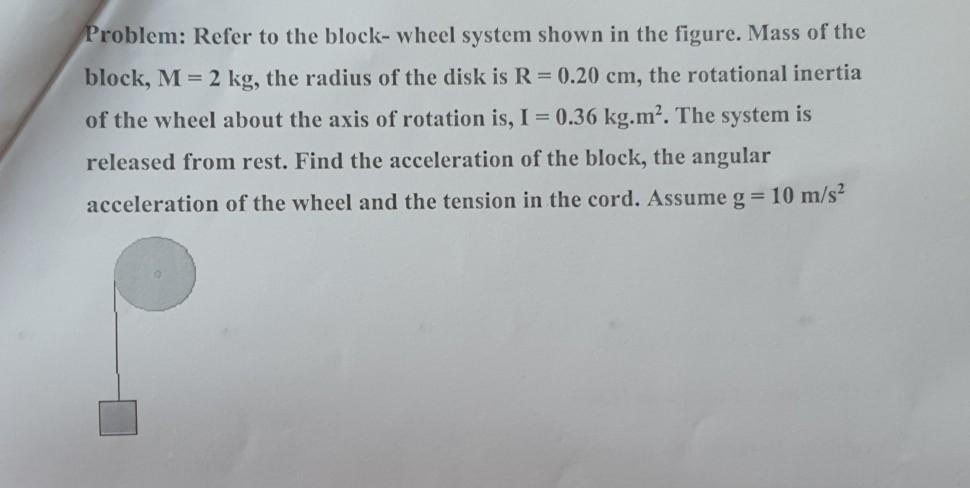 Solved Problem: Refer to the block-wheel system shown in the | Chegg.com