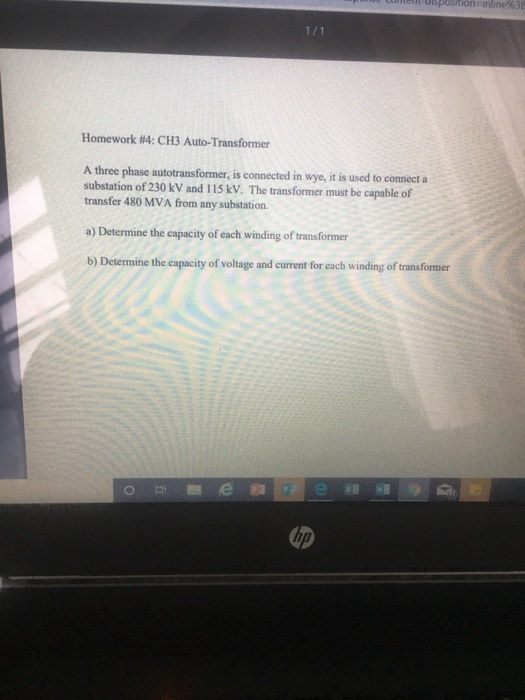 Solved Tion Inline 3e 1 1 Homework 4 Ch3 Auto Transformer