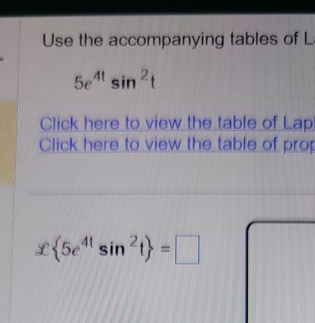 Solved 5e4tsin2t Click here to view the table of Laplace | Chegg.com