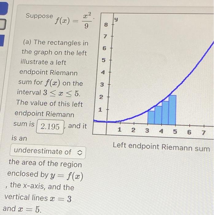 Solved Suppose f(x)=9x2 (a) The rectangles in the graph on | Chegg.com