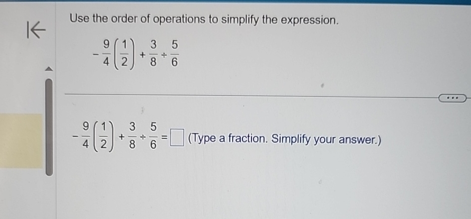 Solved Use the order of operations to simplify the | Chegg.com