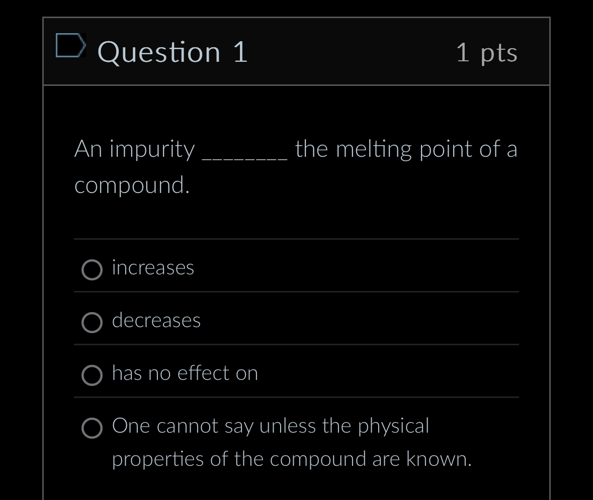 Solved Question 11 ﻿ptsAn impurity q, ﻿the melting point of | Chegg.com