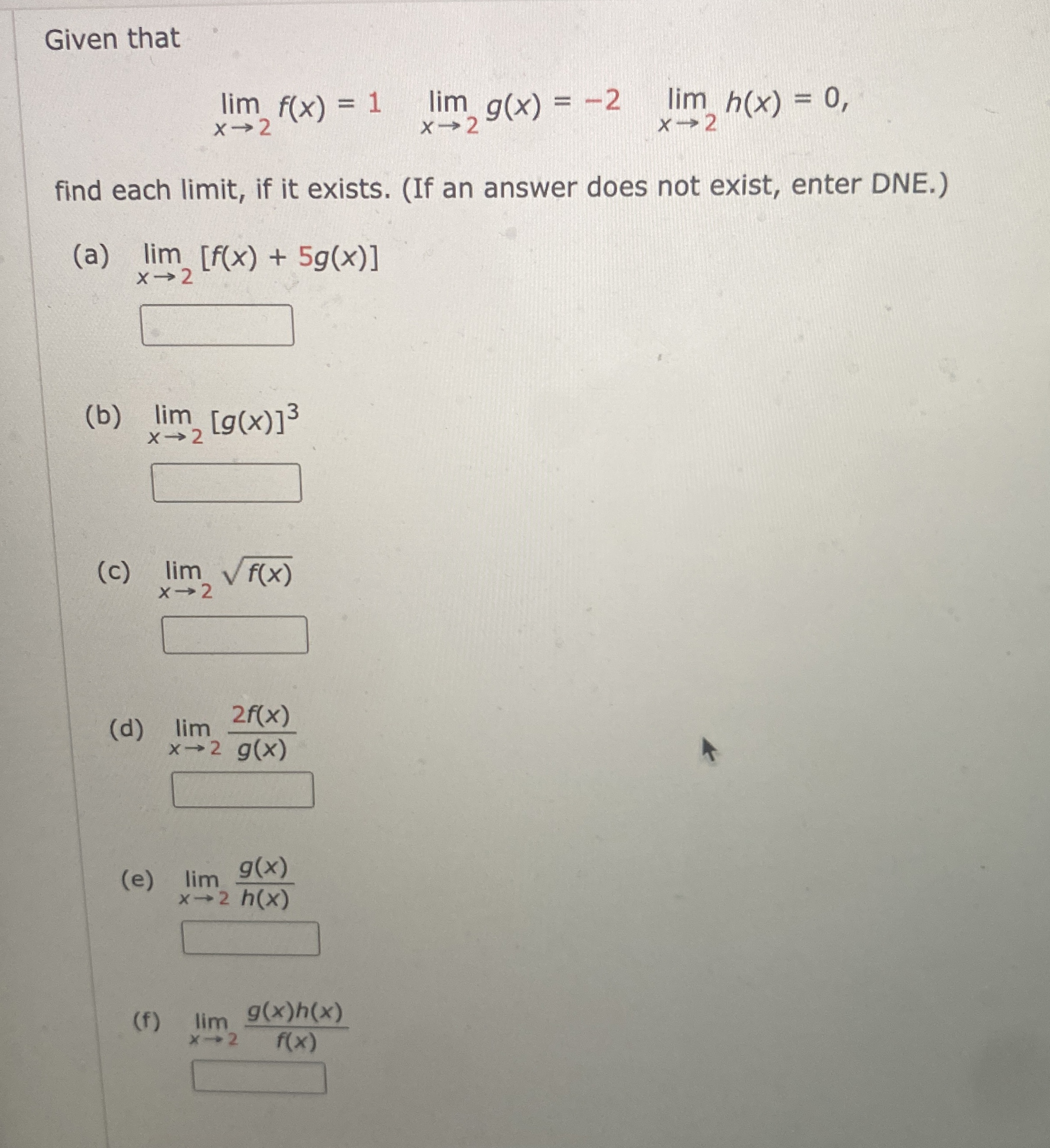 Solved Find the limit, ﻿if it exists. (If an answer does not | Chegg.com