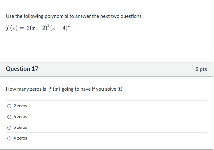 Solved Use the following polynomial to ﻿answer the next two | Chegg.com