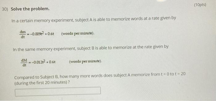 Solved (10pts) 30) Solve the problem. In a certain memory | Chegg.com