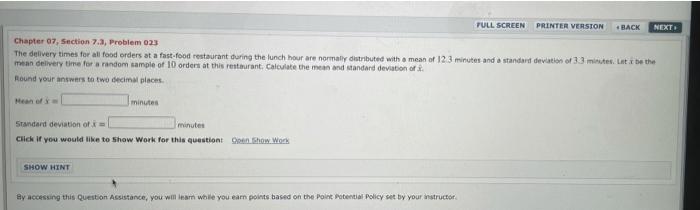 Solved *BACK NEXT FULL SCREEN PRINTER VERSTON Chapter 07, | Chegg.com