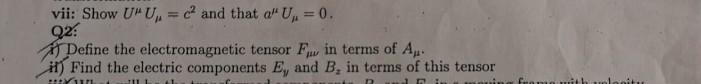 Solved vii: Show UMU,= cand that a U, = 0. Q2: Define the | Chegg.com