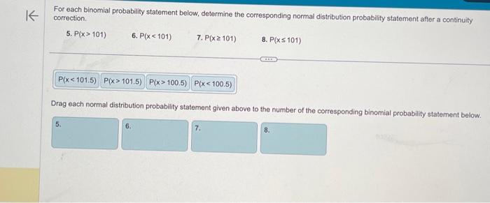 Solved For each binomial probability statement below, | Chegg.com