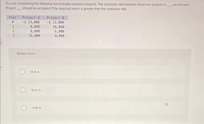 Solved You are considering the following two mutually | Chegg.com
