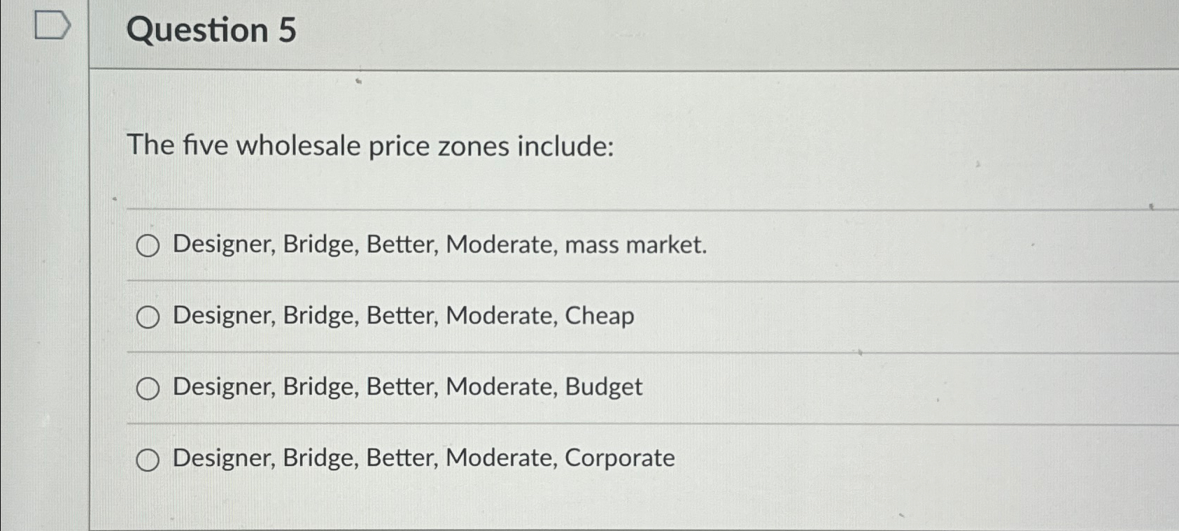 Solved Question 5The five wholesale price zones | Chegg.com