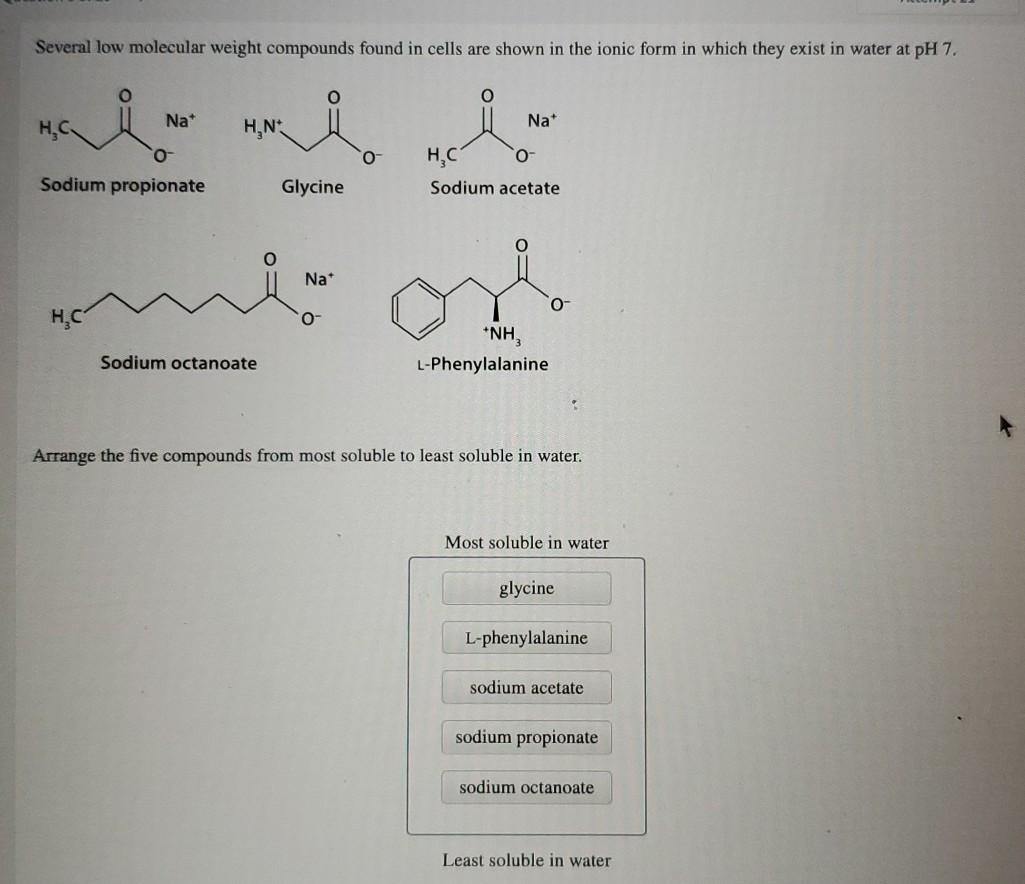 Solved Several low molecular weight compounds found in cells | Chegg.com