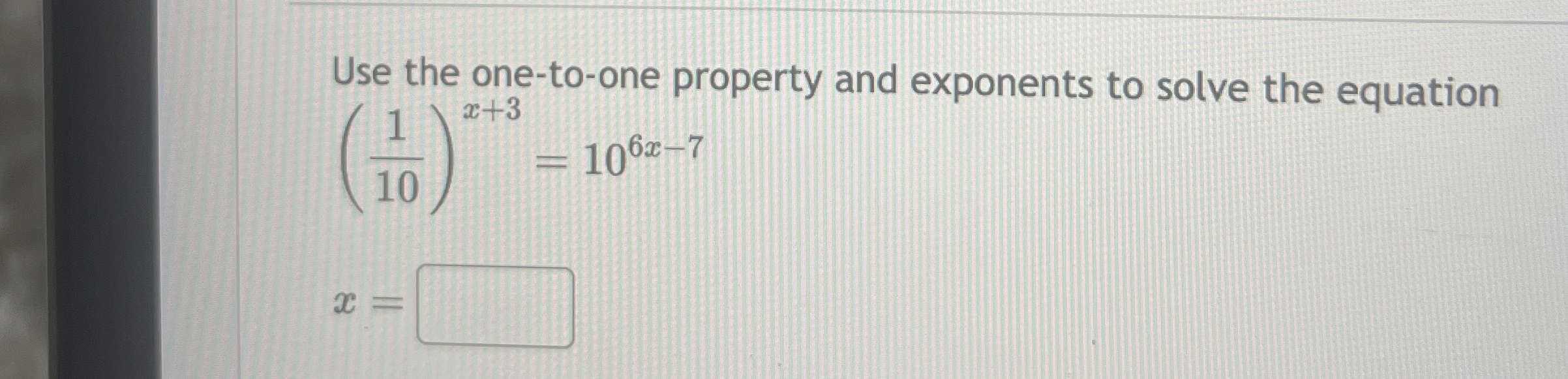 Solved Use the one-to-one property and exponents to solve | Chegg.com