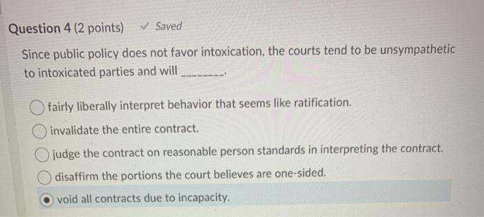 Solved void all contracts due to incapacity. Question 5 (2 | Chegg.com
