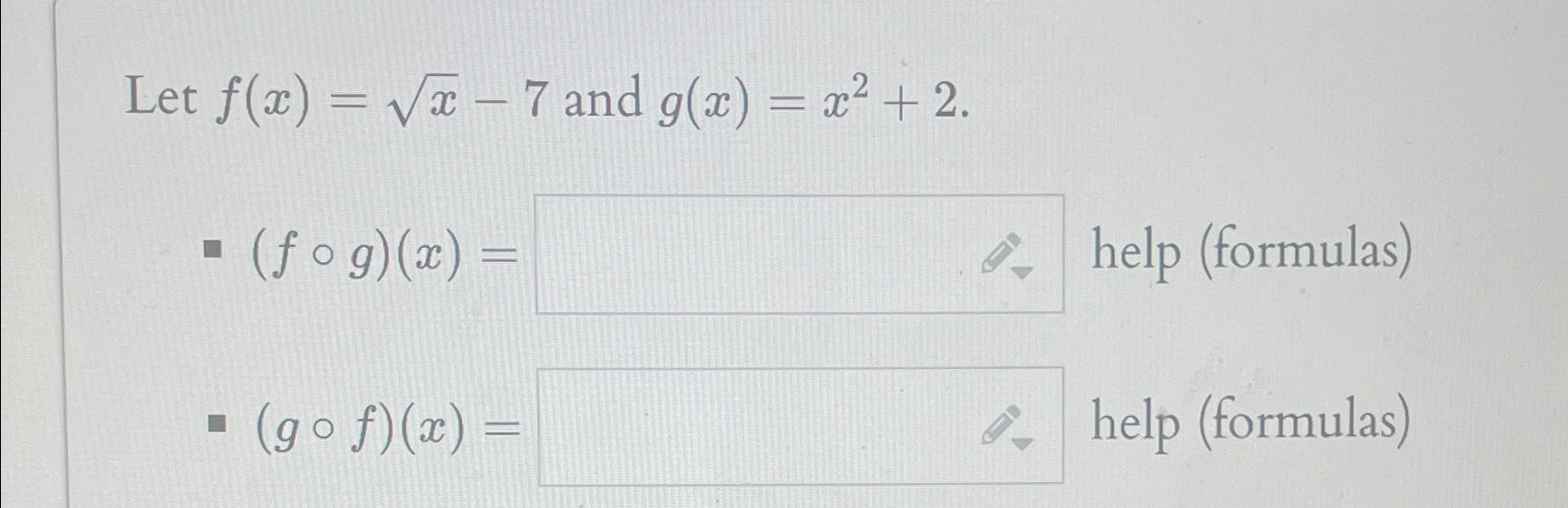Solved Let f(x)=x2-7 ﻿and g(x)=x2+2(f@g)(x)= ﻿help | Chegg.com