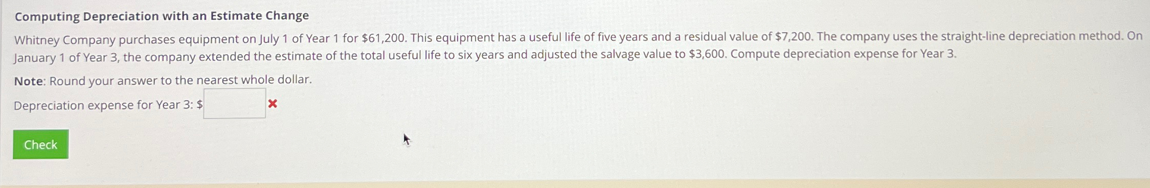 Computing Depreciation with an Estimate ChangeWhitney | Chegg.com