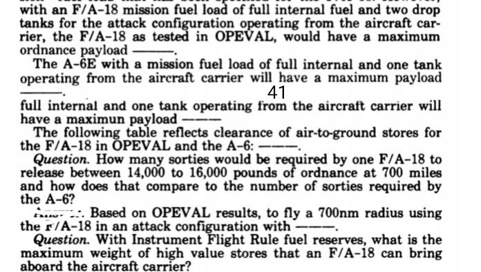 Solved with an F/A-18 mission fuel load of full internal | Chegg.com