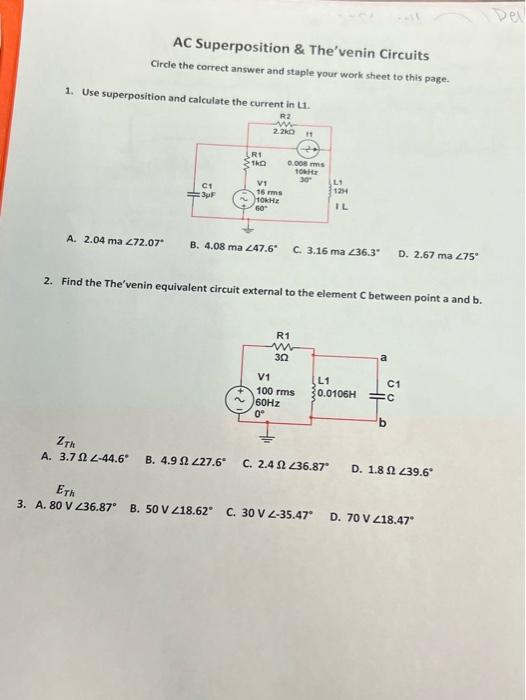 Solved 1. Use superposition and calculate the current in L1. | Chegg.com