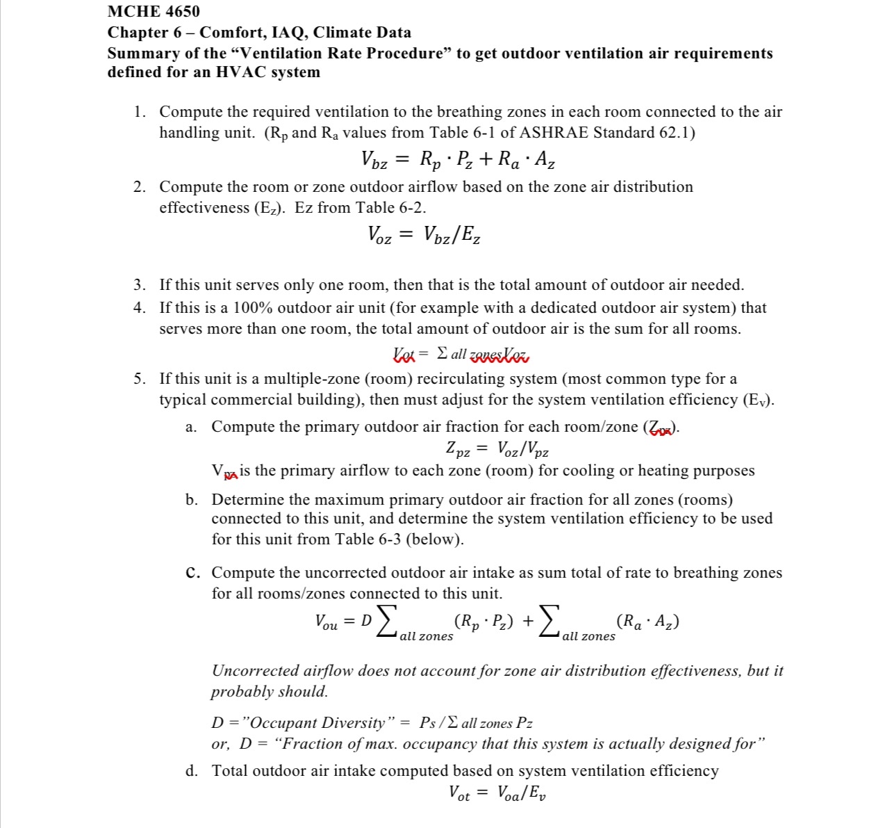 MCHE 4650Chapter 6 - ﻿Comfort, IAQ, Climate | Chegg.com