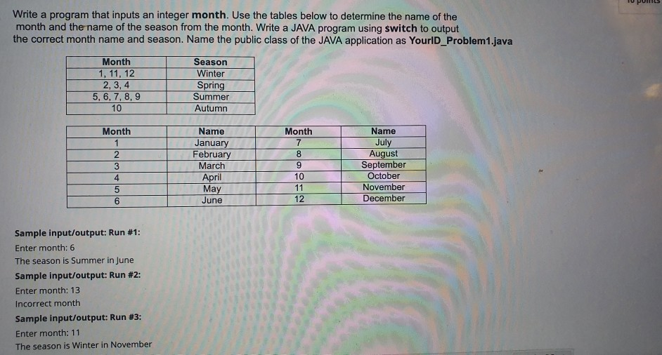 Solved Write a program that inputs an integer month. Use the | Chegg.com