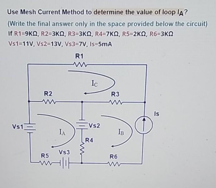 Solved Use Mesh Current Method to determine the value of | Chegg.com