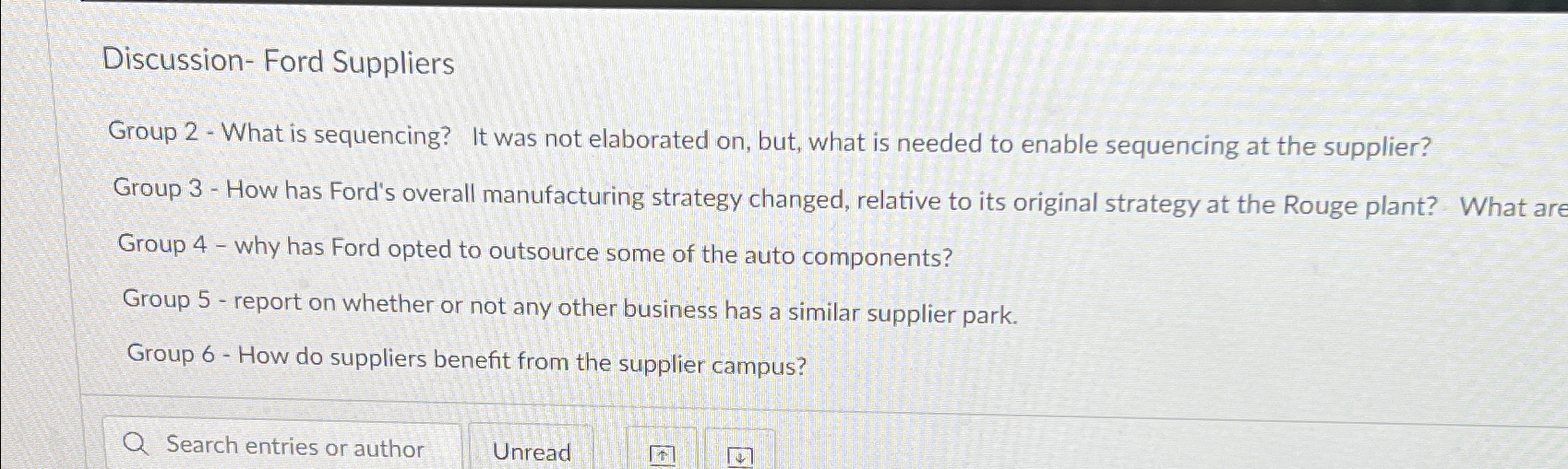 Solved Discussion- ﻿Ford SuppliersGroup 2 - ﻿What is | Chegg.com