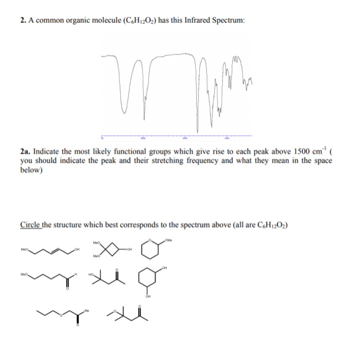 Solved 2. A common organic molecule (C6H12O2) has this | Chegg.com