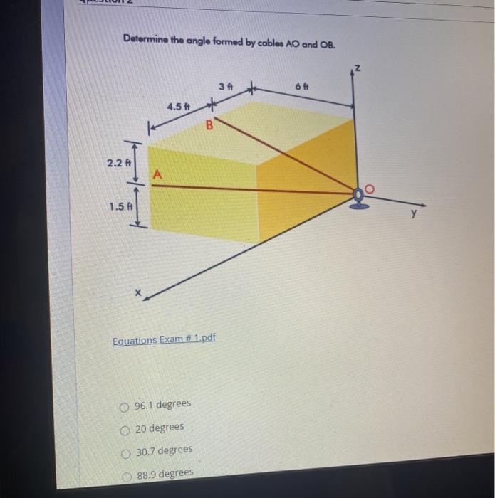 Solved Determine the angle formed by cables AO and OB. 34 t | Chegg.com