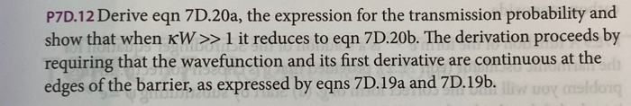 P7D.12 Derive eqn 7D.20a, the expression for the | Chegg.com