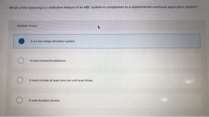 Solved Which of the following is a distinctive feature of an | Chegg.com