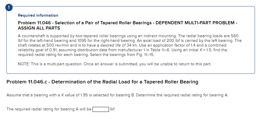 Solved Required informationProblem 11.046 - ﻿Selection of a | Chegg.com