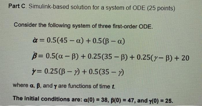 Solved Part C. Simulink-based solution for a system of ODE | Chegg.com