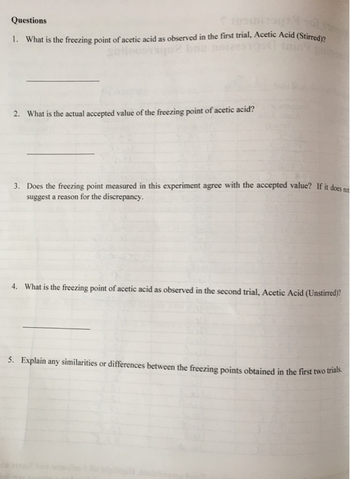 Solved Questions 1. What is the freezing point of acetic | Chegg.com