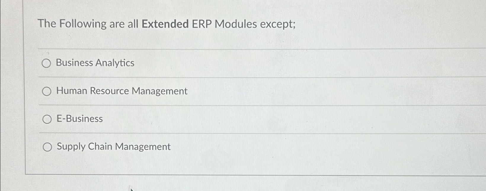 Solved The Following are all Extended ERP Modules | Chegg.com