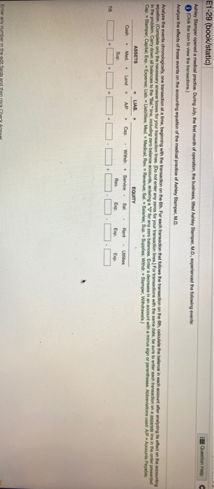 Solved E1-29 (book/static) Question Help Ashley Stamper | Chegg.com