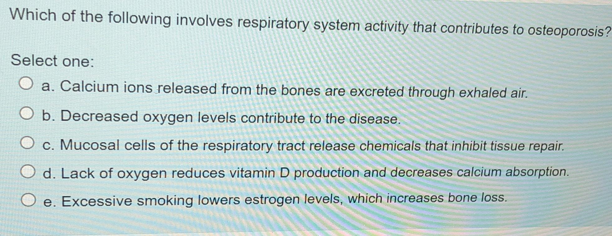Solved Which of the following involves respiratory system | Chegg.com