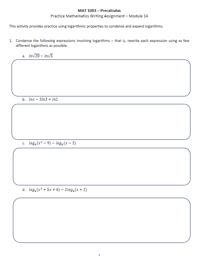 Solved MAT 1093 - ﻿PrecalculusPractice Mathematics Writing | Chegg.com