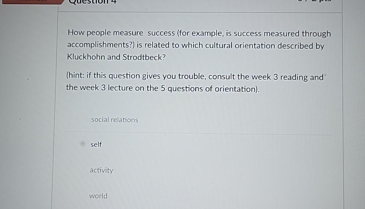 Solved How people measure success (for example, is success | Chegg.com