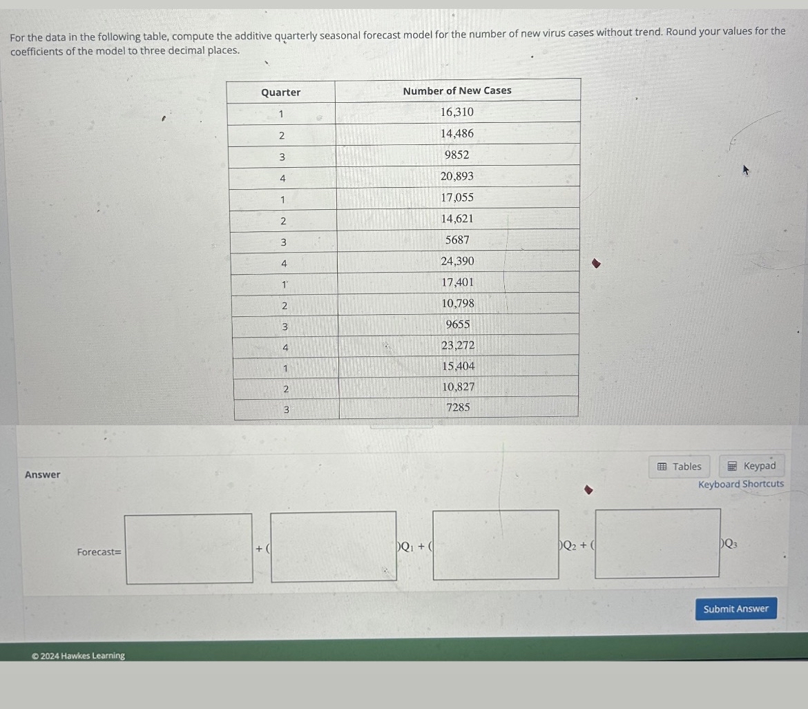 Solved For the data in the following table, compute the | Chegg.com