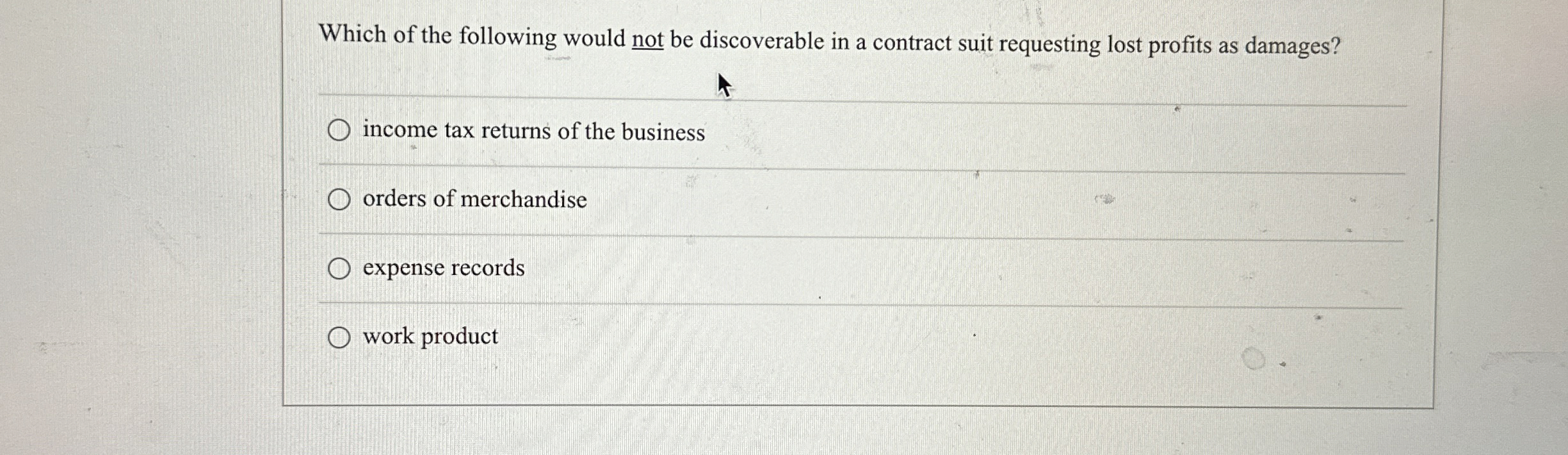 Solved Which of the following would not be discoverable in a | Chegg.com