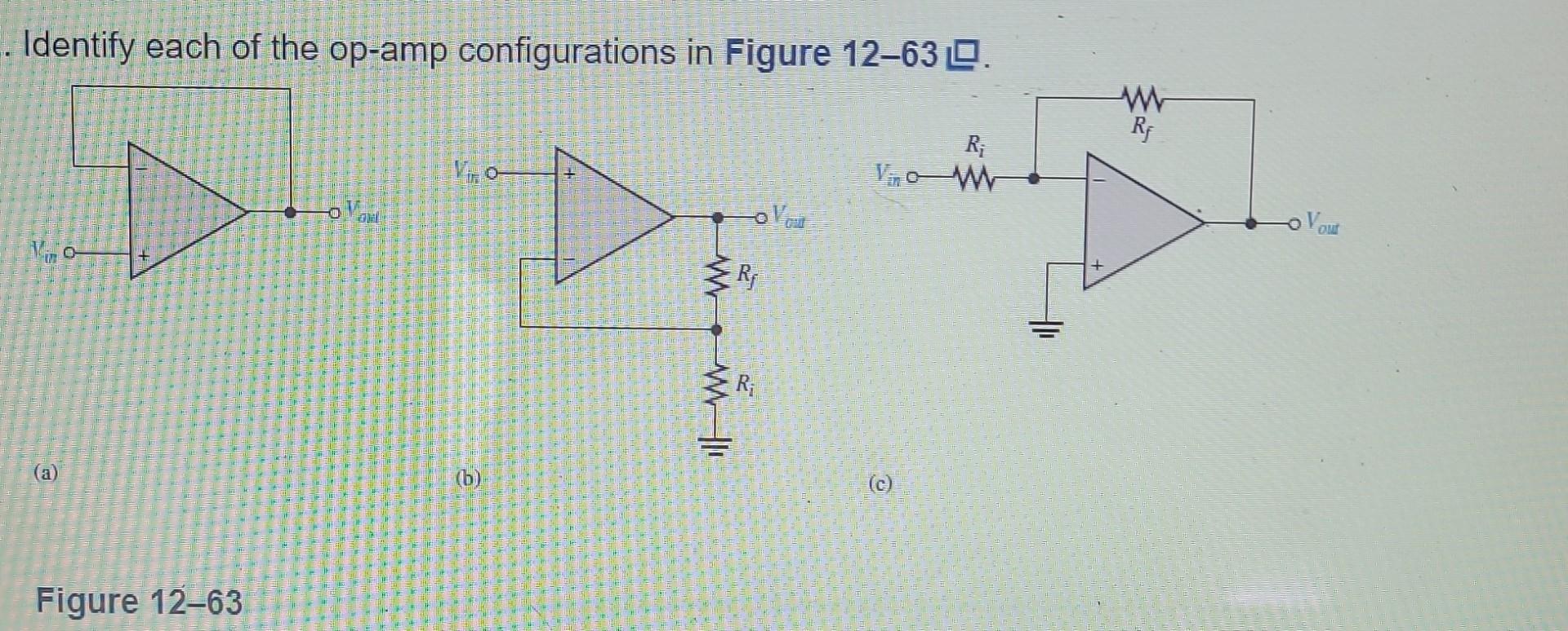 Solved Identify each of the op-amp configurations in Figure | Chegg.com