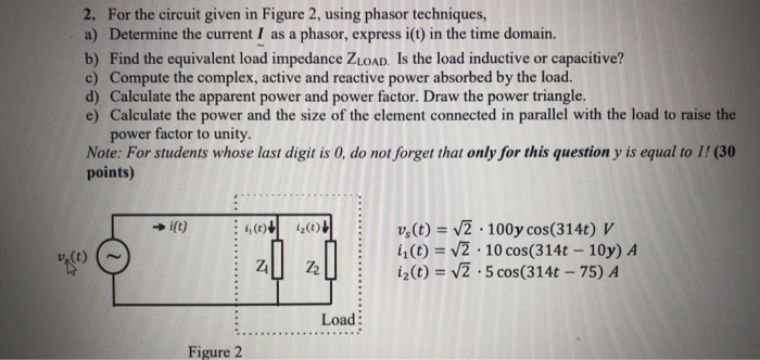 Solved 2. For the circuit given in Figure 2, using phasor | Chegg.com