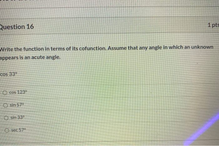 Solved Question 16 1 pts Write the function in terms of its | Chegg.com