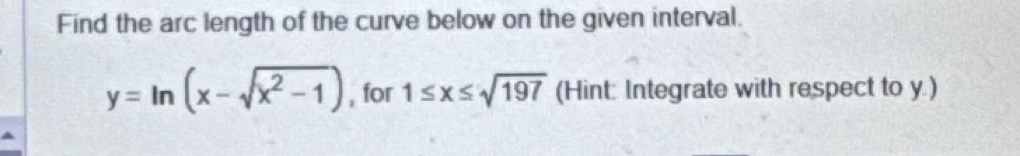 Solved Find the arc length of the curve below on the given | Chegg.com