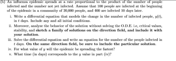 Solved An influenza epidemic spreads at a rate proportional | Chegg.com