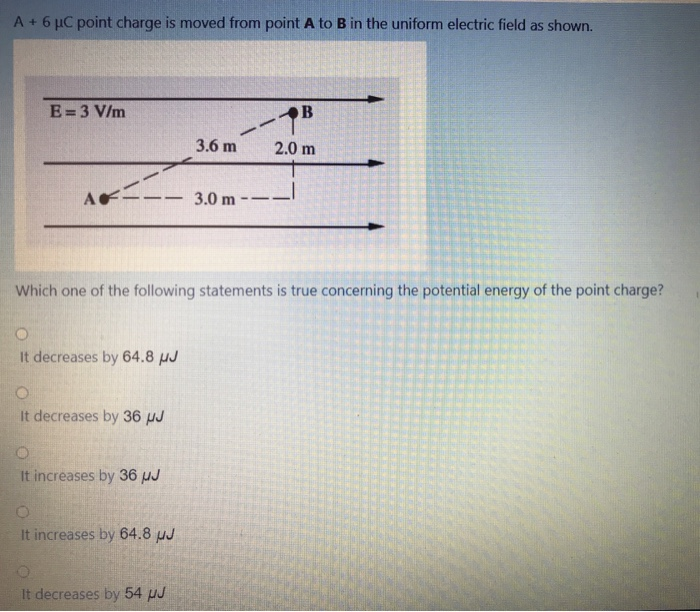 Solved A +6 C point charge is moved from point A to B in the | Chegg.com